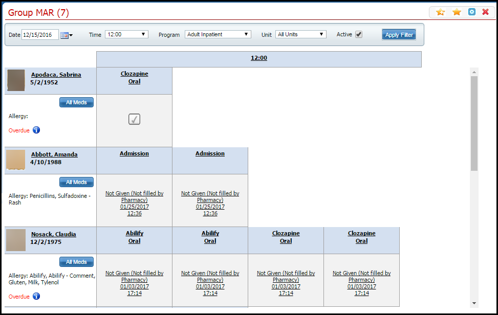 Display All of the Client's Medications