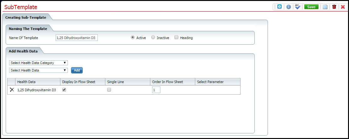 Add a Health Data Sub-Template